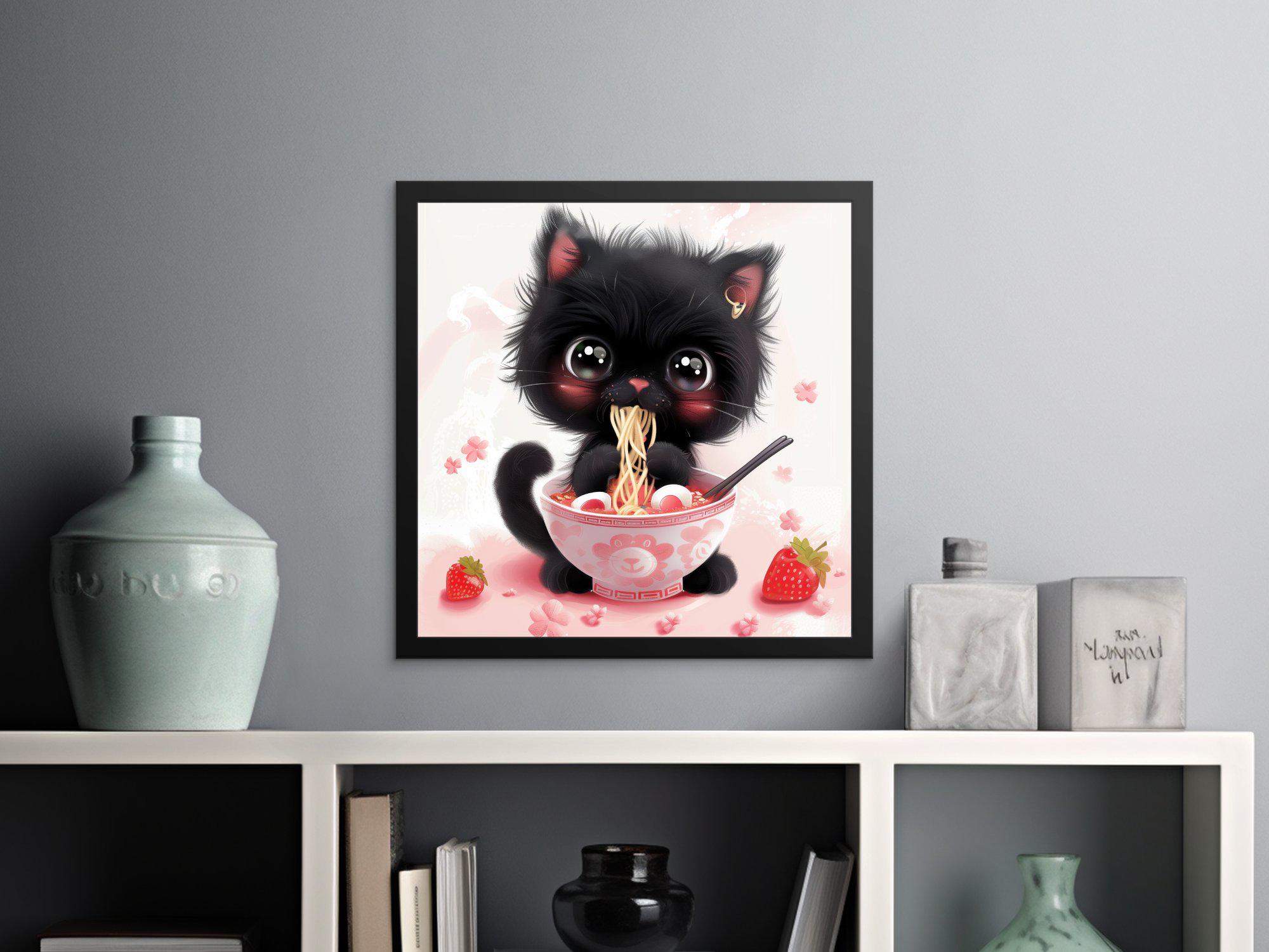 Kawaii Noodle Cat PNG: Anime Clipart, Cat Wall Art (digital Download ...