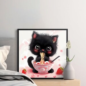 Kawaii Noodle Cat PNG: Anime Clipart, Cat Wall Art (digital Download ...