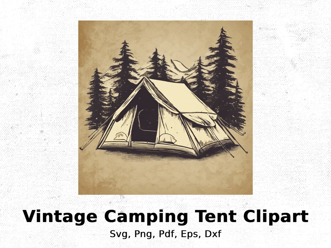 Vintage Camping Tent Clipart: Rustic Outdoor Illustration (digital ...