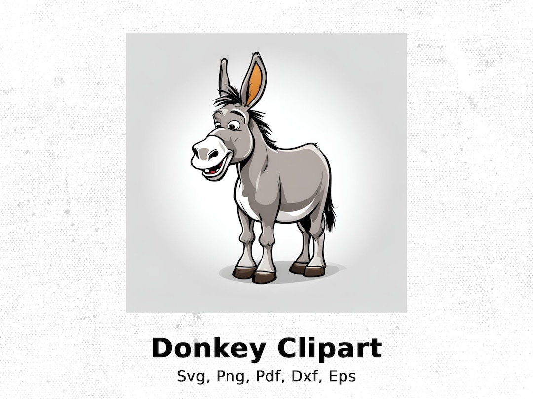 Donkey Clipart Svg Png Pdf Dxf Eps Digital Download, Cute Donkey ...