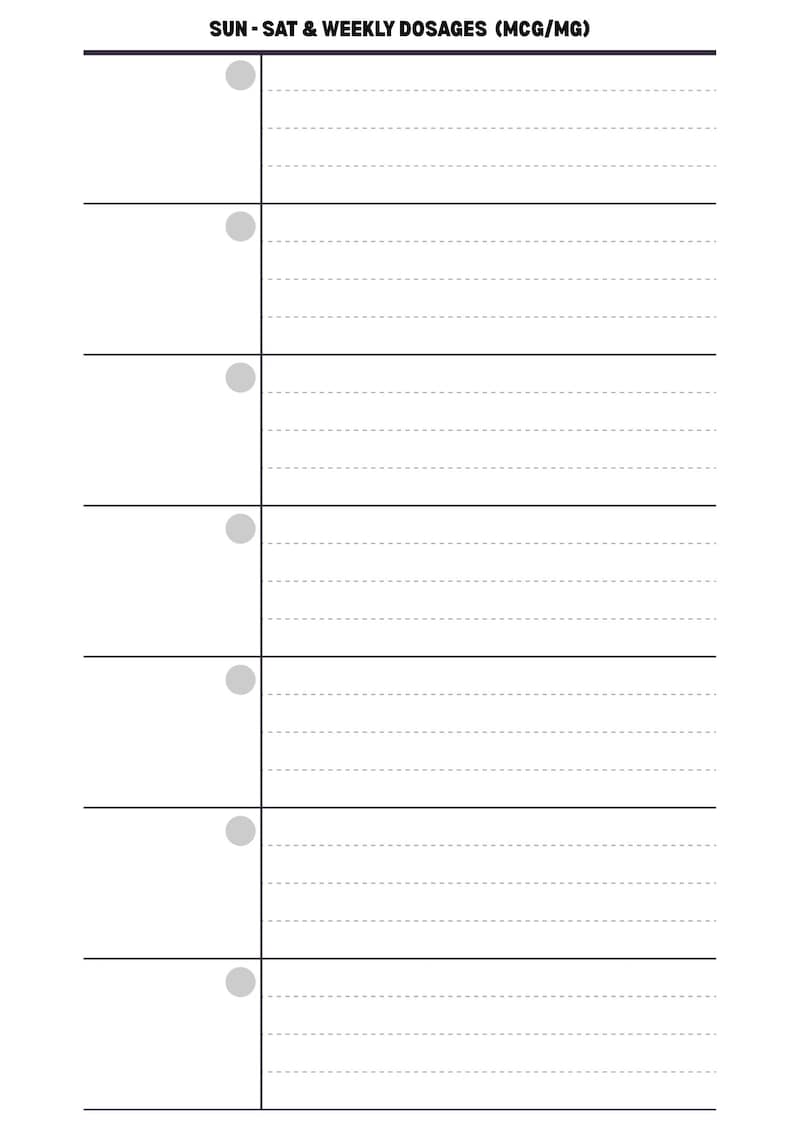 Peptide Injection Tracker: Printable Dosage Calendars 30 Pages, 2 ...