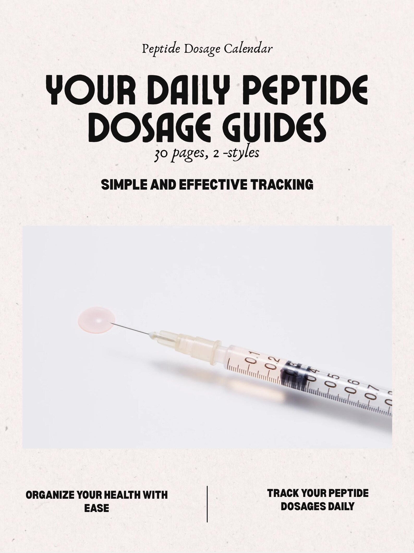 Peptide Injection Tracker: Printable Dosage Calendars 30 Pages, 2 ...