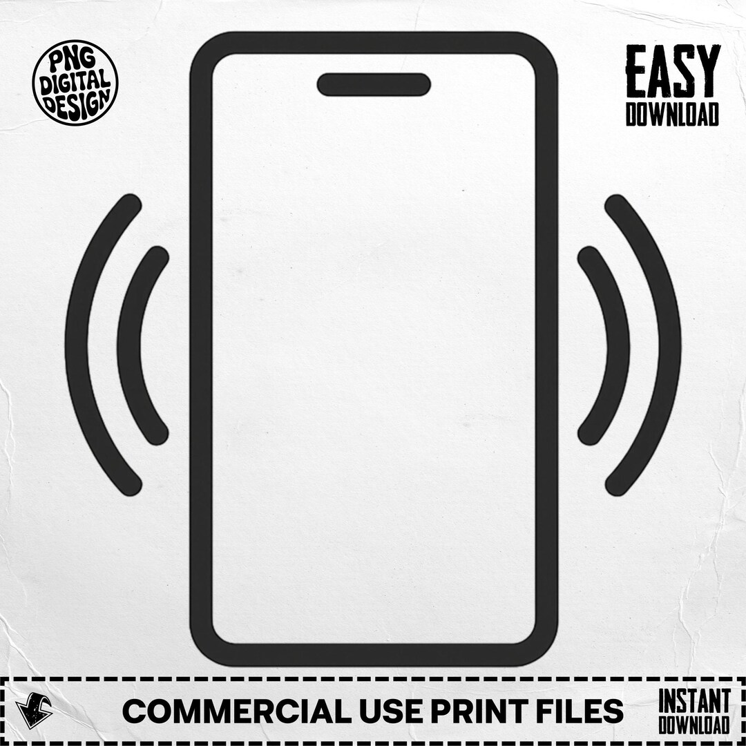 Phone Vibration Line Art PNG: Minimalist Mobile Design (digital ...