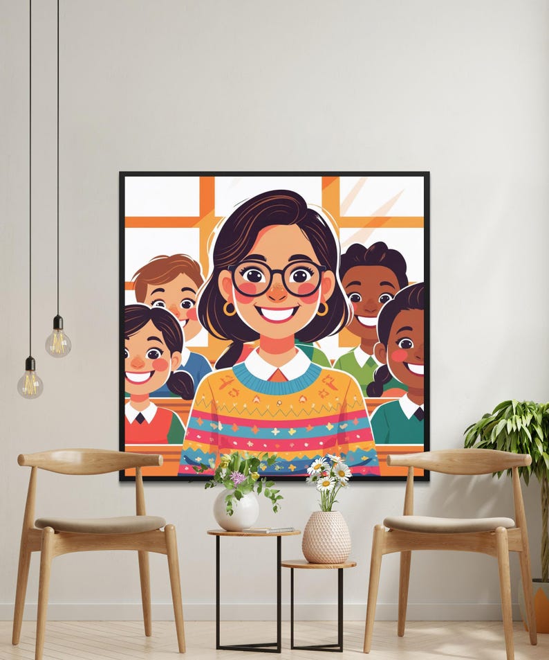 Back to School Clipart: Teacher & Happy Students (PNG Digital Download ...