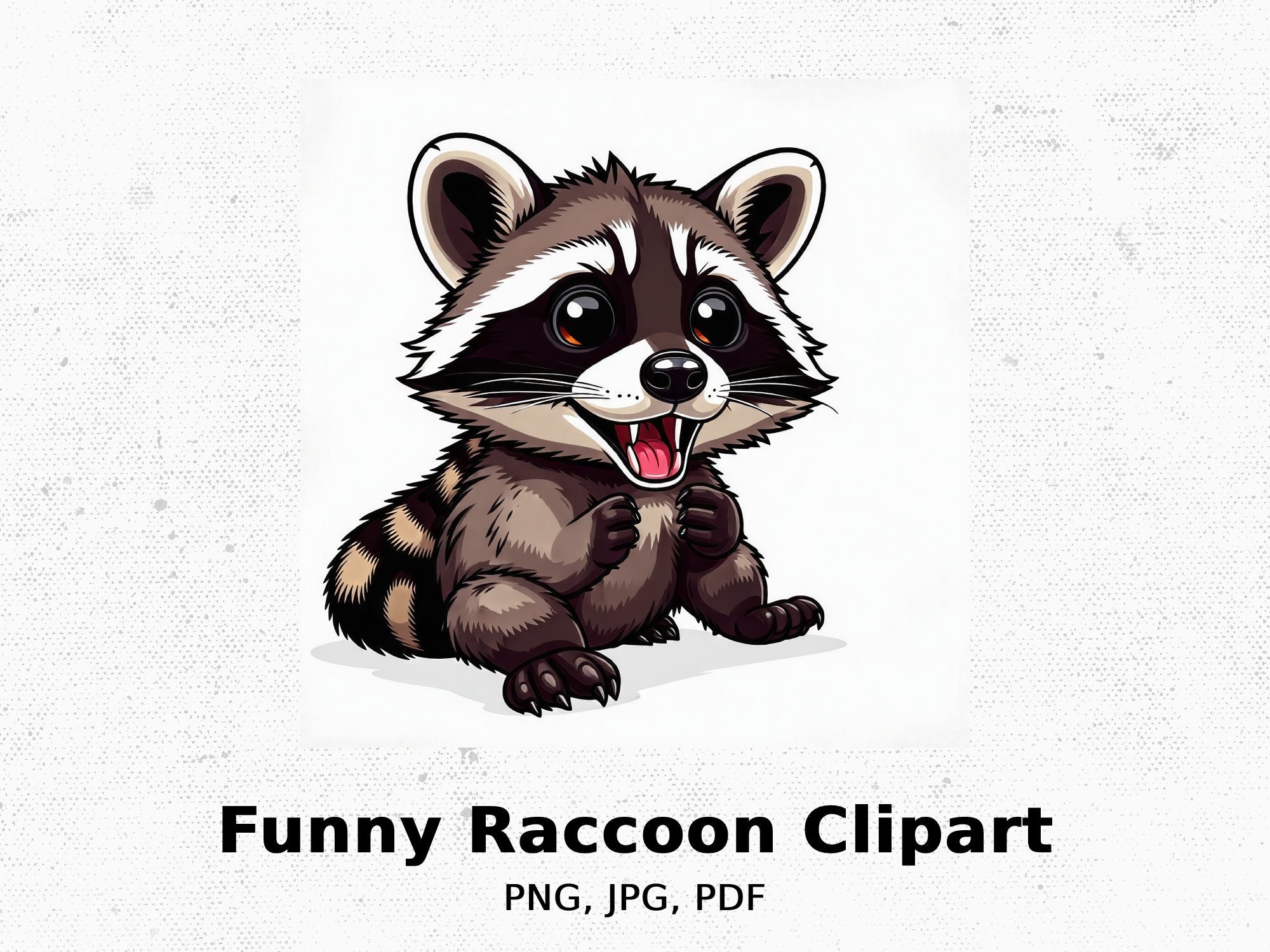 Cute Cartoon Raccoon Clip Art, Adorable Animal Illustration, Digital ...