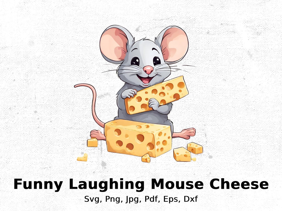 Funny Laughing Mouse Cheese Digital Download, Cute Rodent Illustration ...