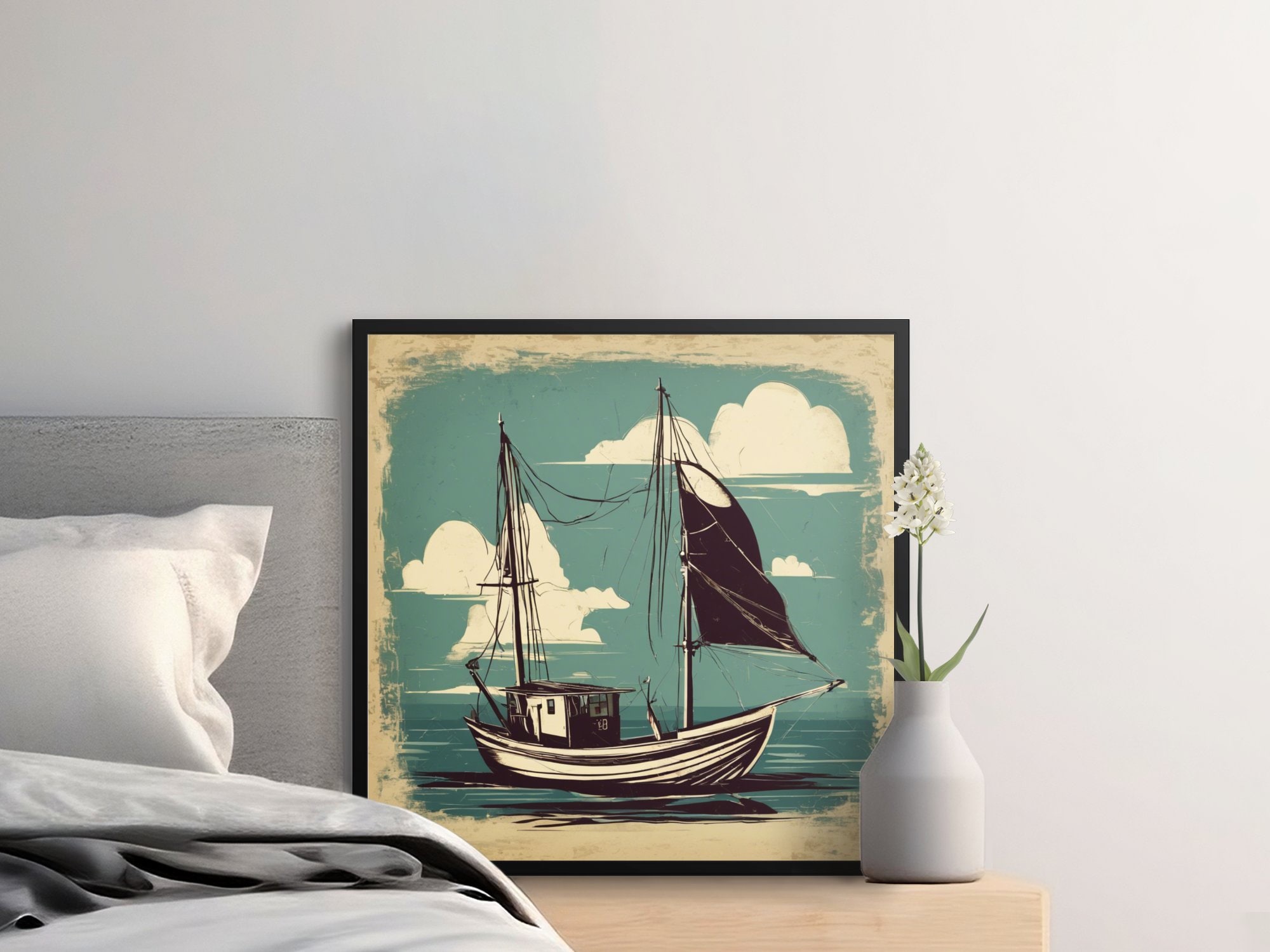 Vintage Sailboat Digital Art Print, Nautical Decor, Svg, Png, Pdf, Eps ...