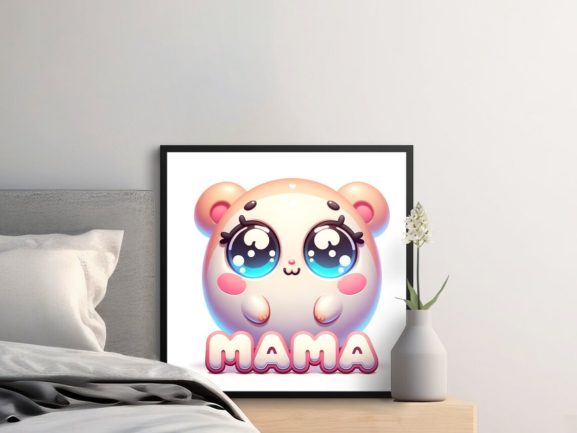 Kawaii Mama Bear Svg, Cute Mama Bear Digital Art, Svg, Png, Pdf, Eps ...