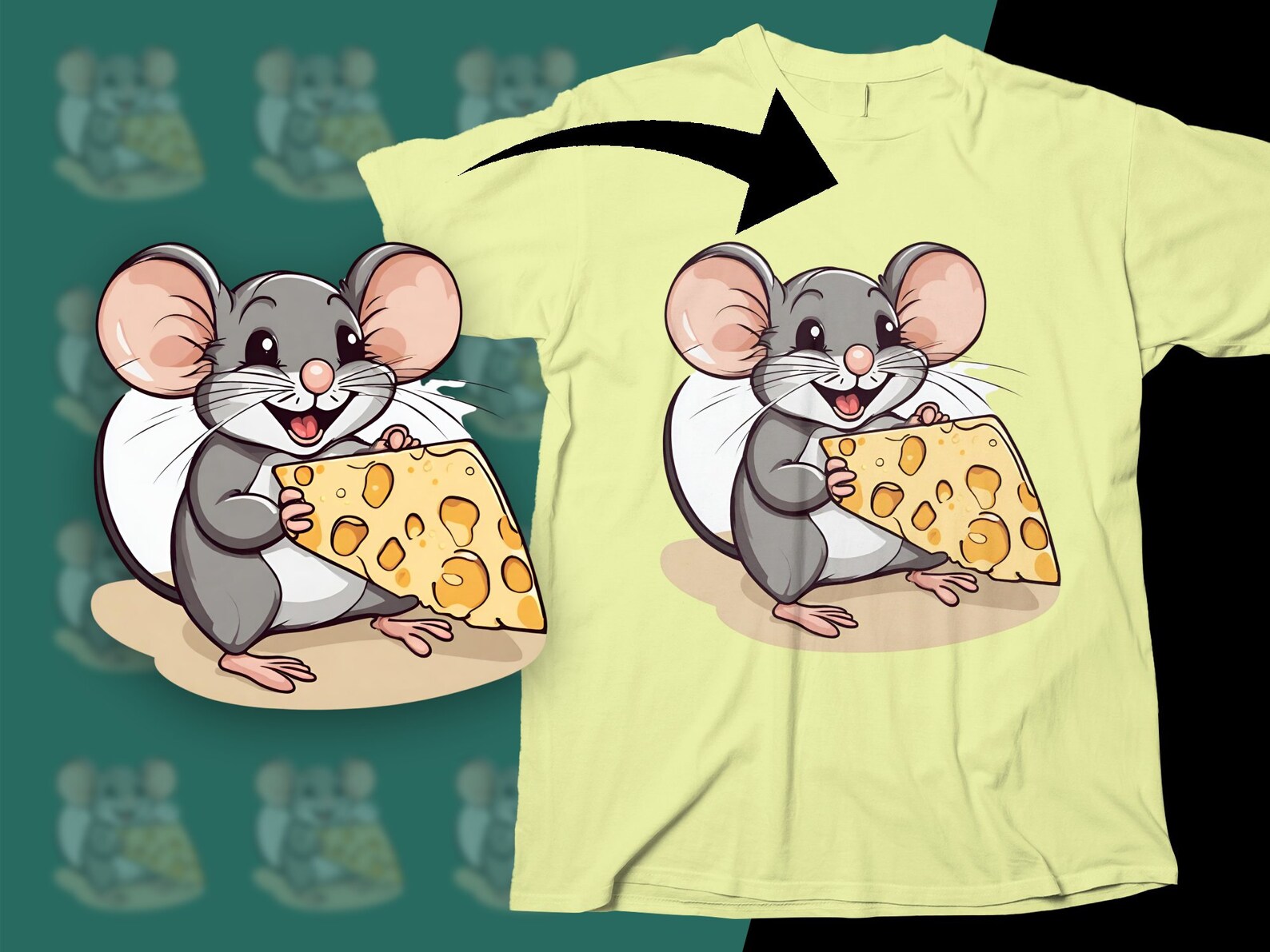 Funny Laughing Mouse With Cheese Digital Download, Cute Cartoon Mouse ...