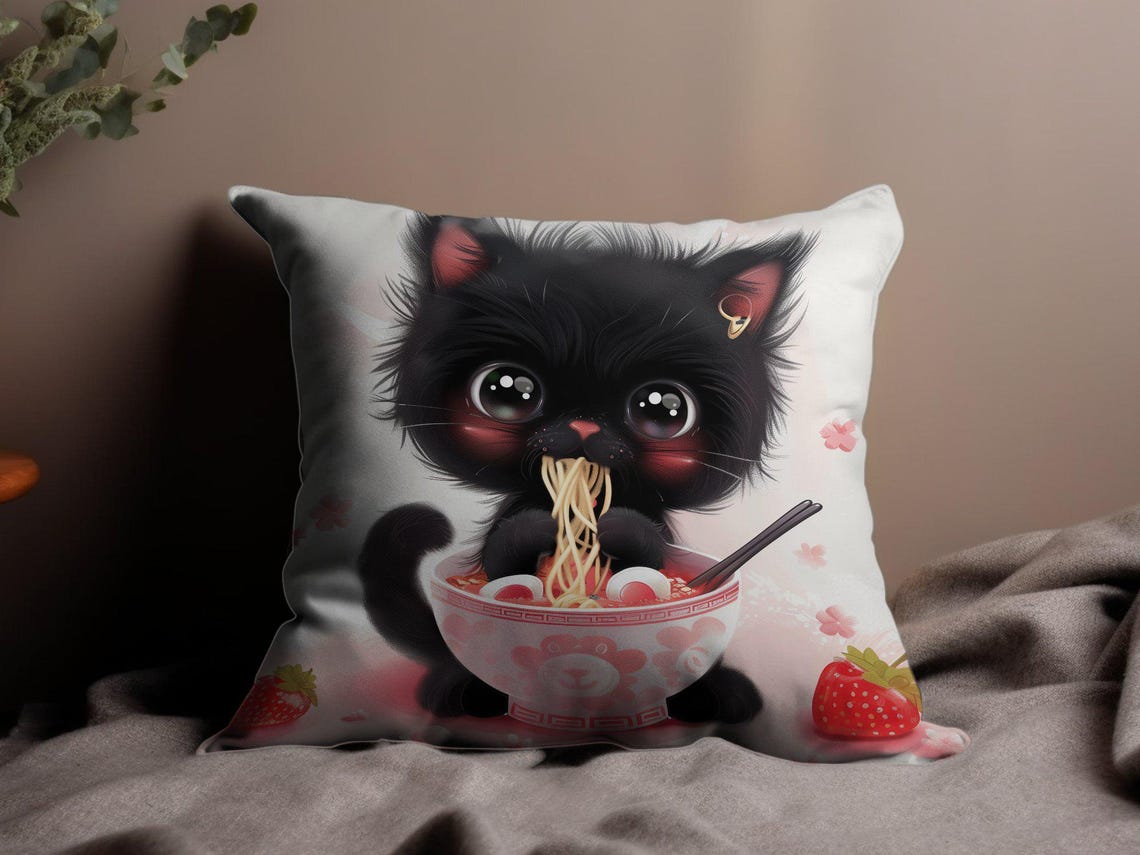 Kawaii Noodle Cat PNG: Anime Clipart, Cat Wall Art (digital Download ...