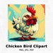 Colorful Rooster Clip Art, Vintage Style Chicken Illustration, Digital ...
