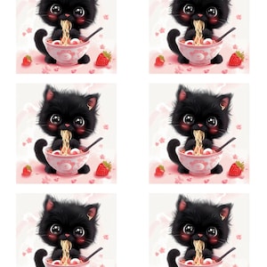 Kawaii Noodle Cat PNG: Anime Clipart, Cat Wall Art (digital Download ...