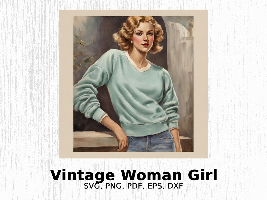 Vintage Woman Portrait Illustration: Retro Female Art (digital Download ...