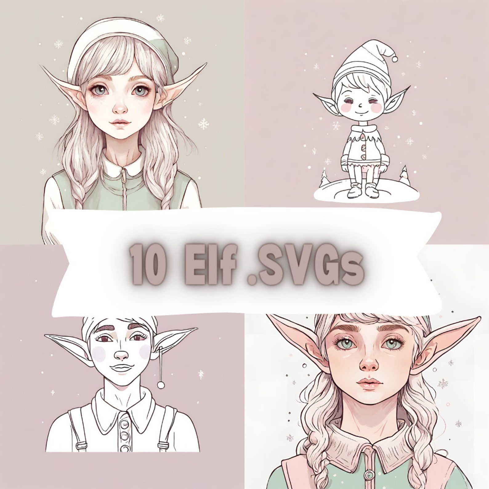 10 Elf .svgs, Digital Art, Elves Clip Art, Elves Bundle, Elf Clipart ...