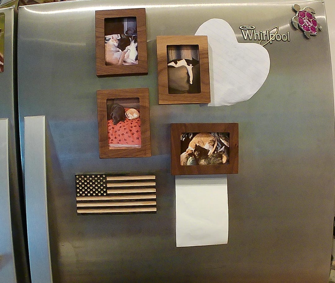 Handcrafted Walnut Magnetic Picture Frames - 2x3 Wallet Size Photo ...