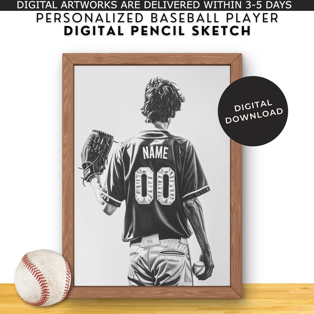 Personalized Baseball Gifts for Boys Senior Gift Pencil Sketch Art ...