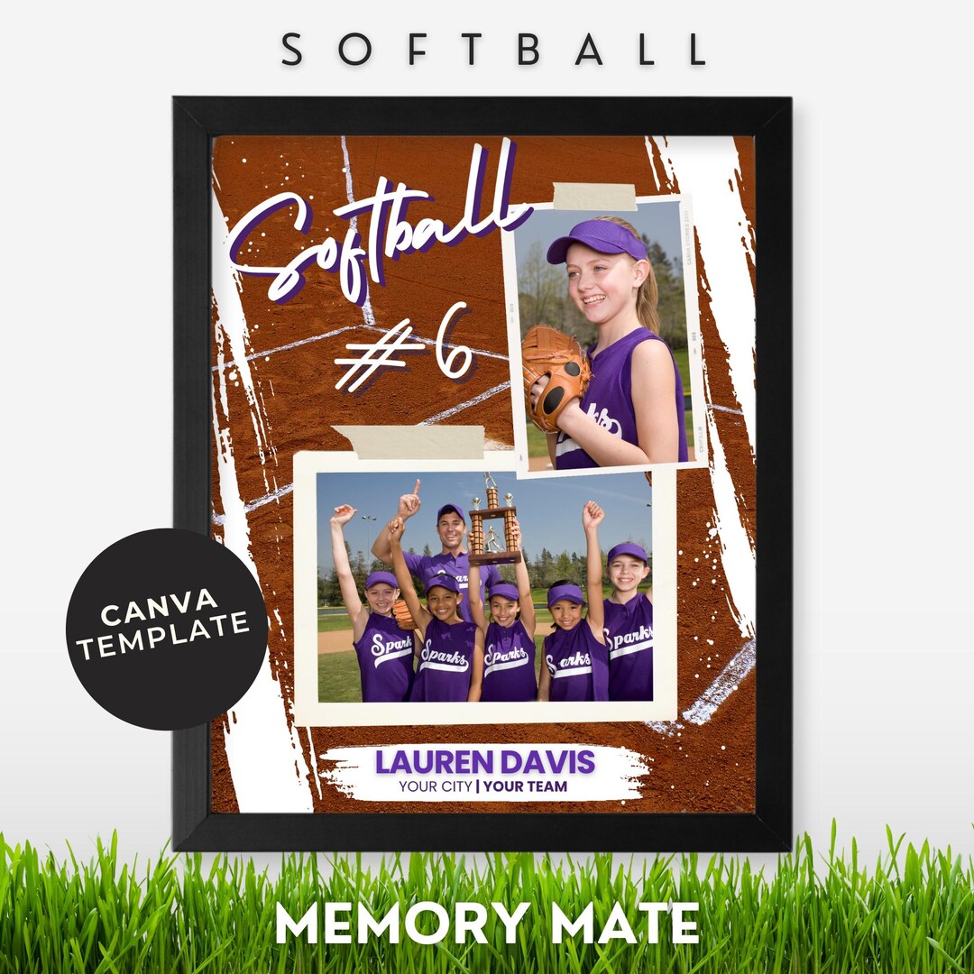 Softball Photo Gift Frame Template Memory Mate Collage End of Season ...