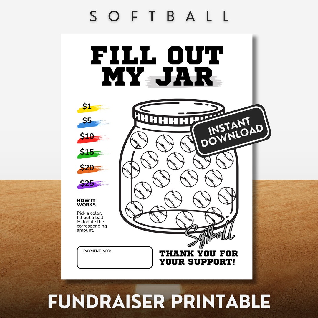 Softball Fundraiser Flyer "fill Out My Jar" Printable Pick a Color to ...