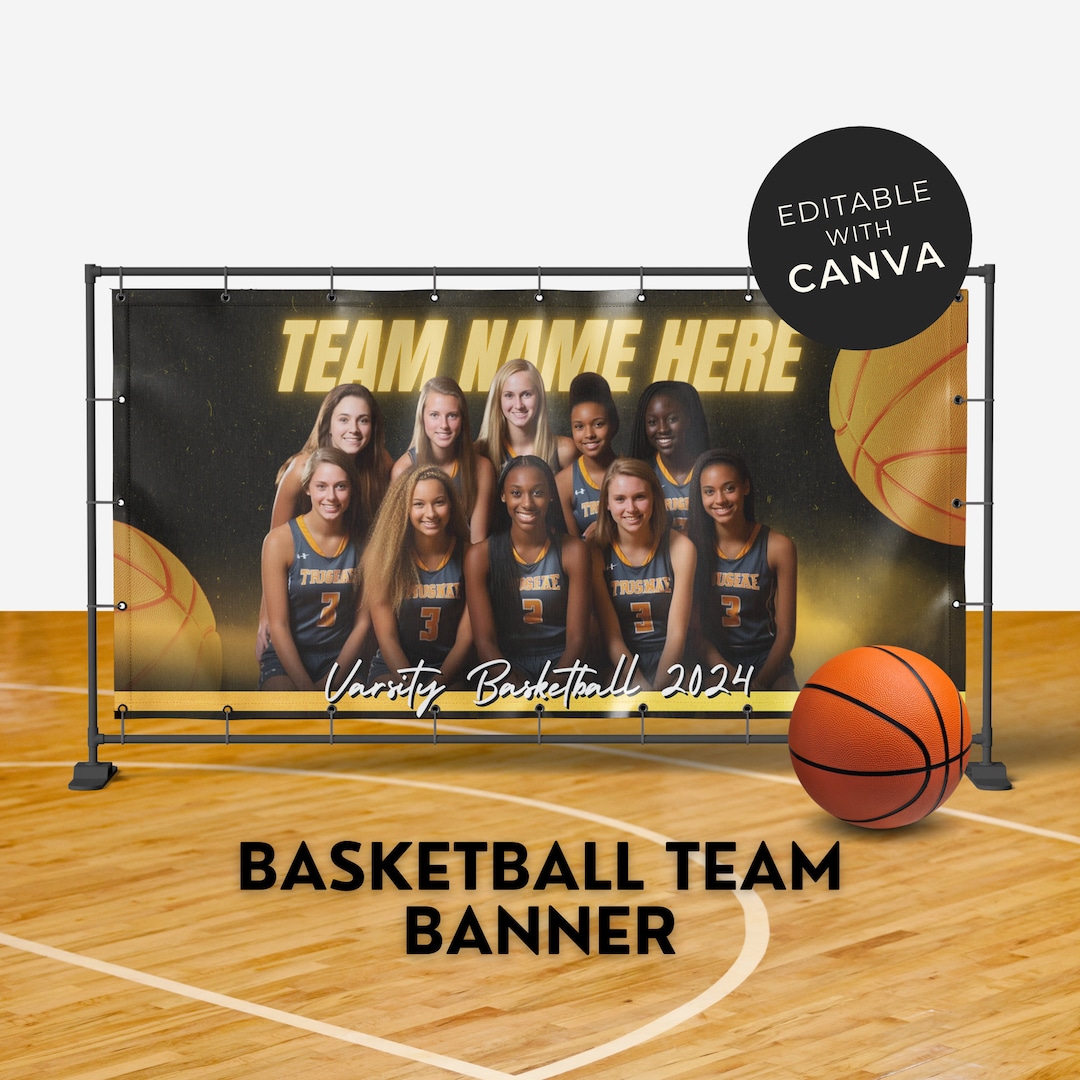 Basketball Team Banner Design Horizontal Sport Poster Editable Canva ...