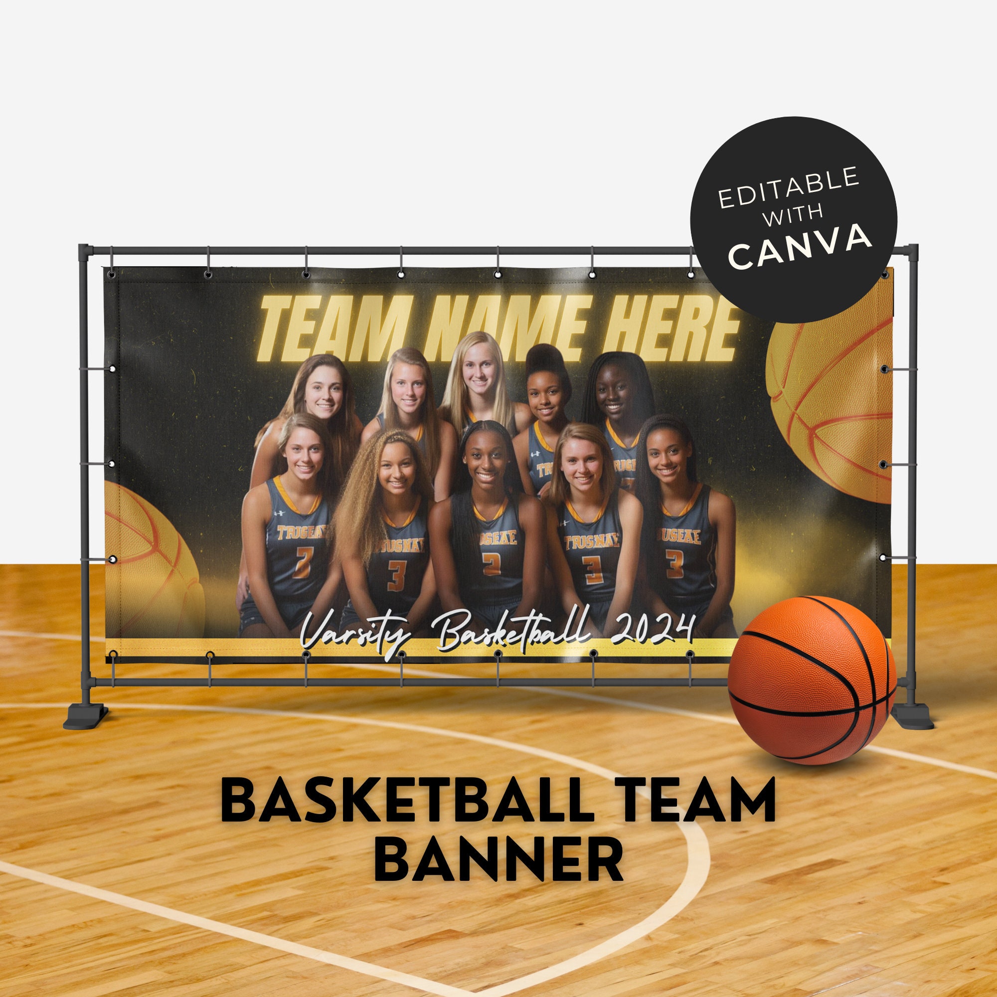 Basketball Team Banner, Horizontal Team Banner, Sports Gifts, Canva ...