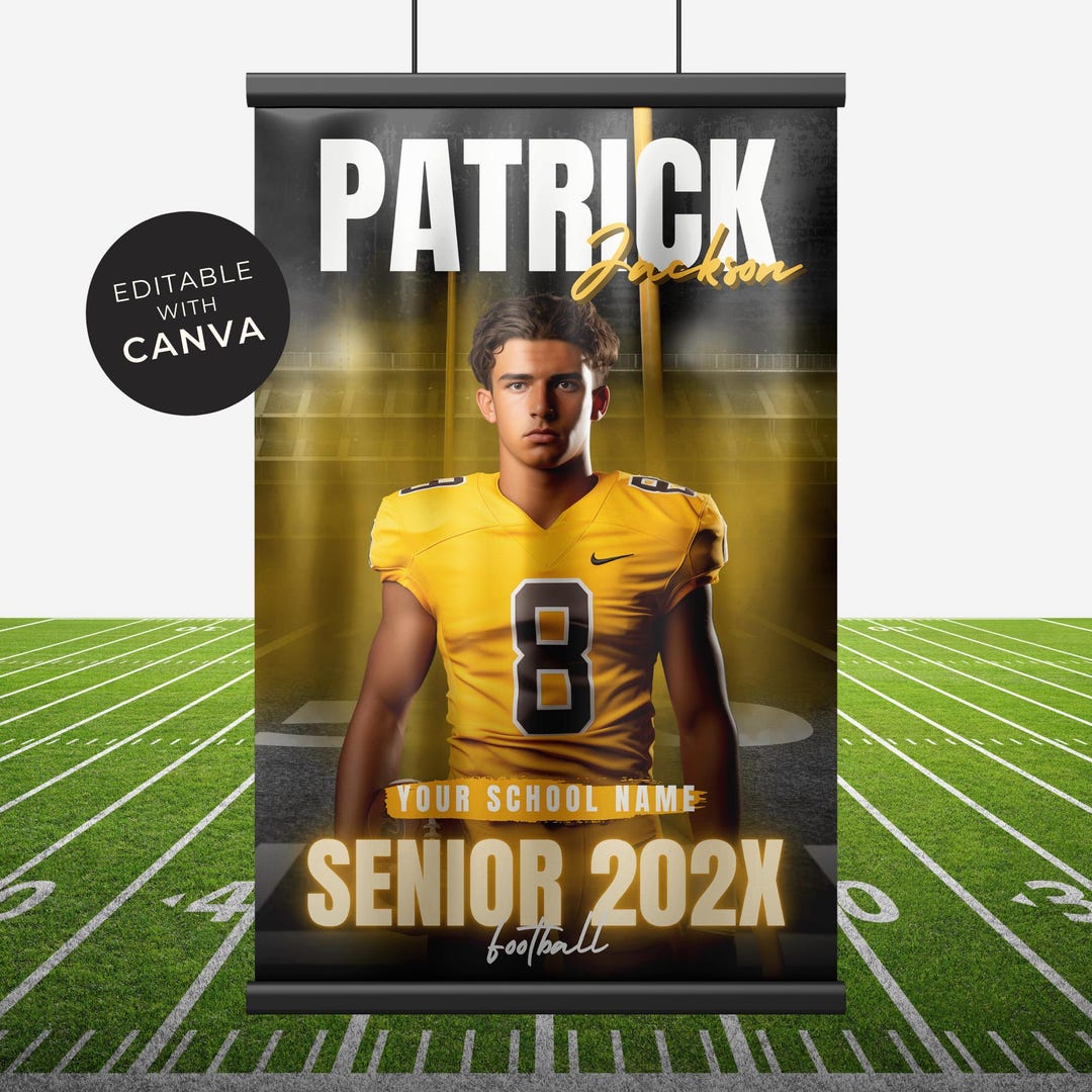Senior Night Football Banner Template, Canva Poster (digital Download ...