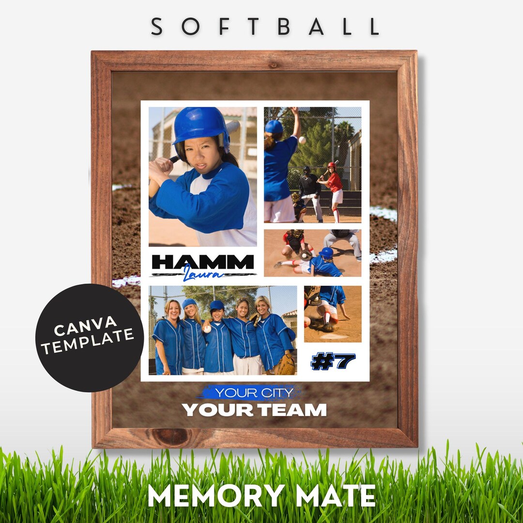 Softball Memory Mate Editable Canva Template Softball Coach Gift Photo ...