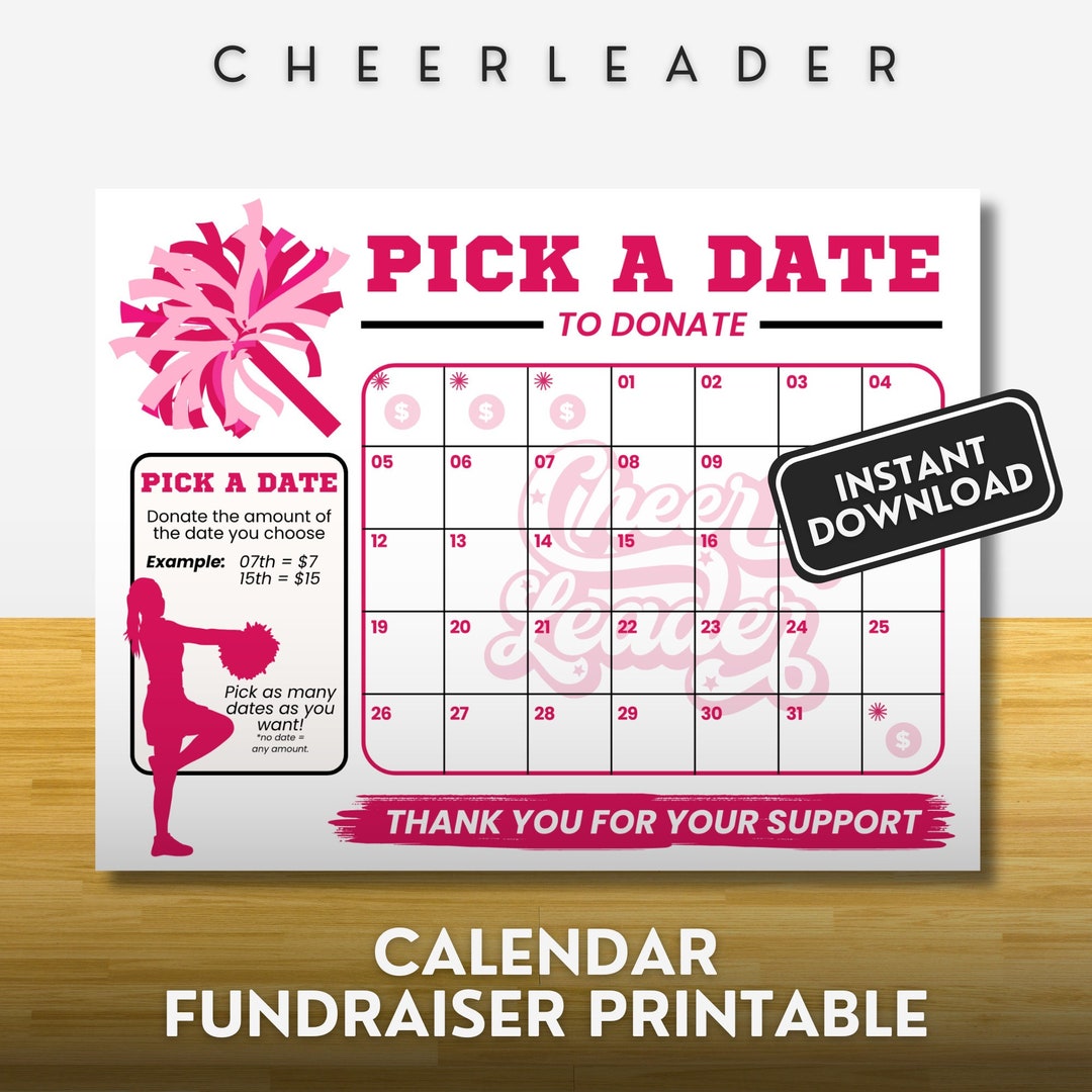 Cheerleading Fundraiser Calendar Flyer Pick a Date to Donate Fill My ...