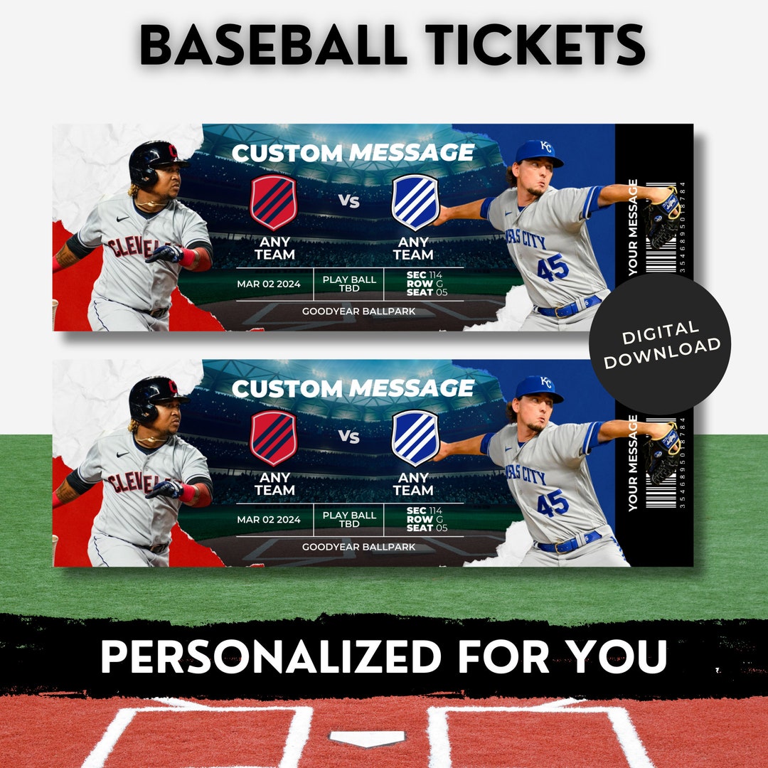 Custom Baseball Ticket Personalized for ANY TEAM MLB Game Ticket Stub ...