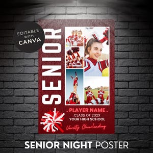 Cheerleading Senior Night Poster Editable Template Cheer Photo Collage ...