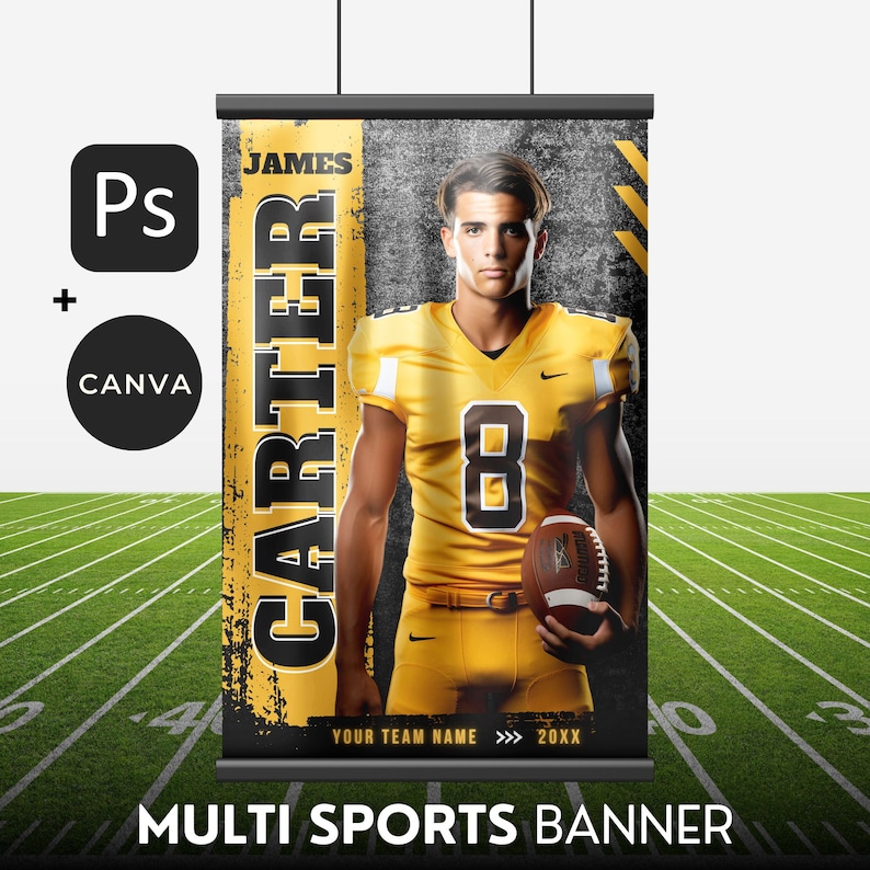 Senior Football Banner Canva & Photoshop Template High School Football ...