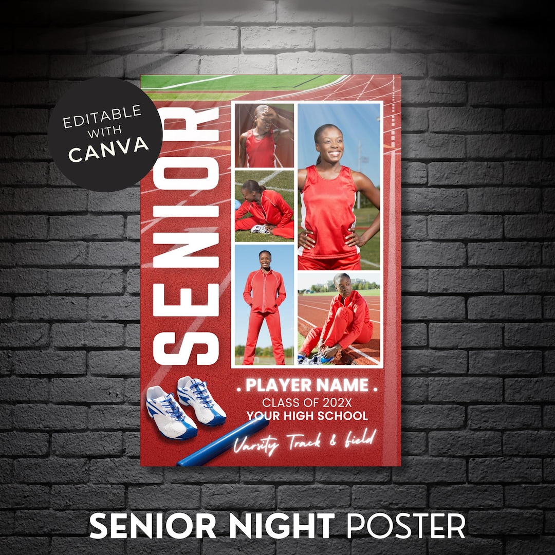 Track and Field Senior Night Poster Template, Photo Collage (24X36 ...