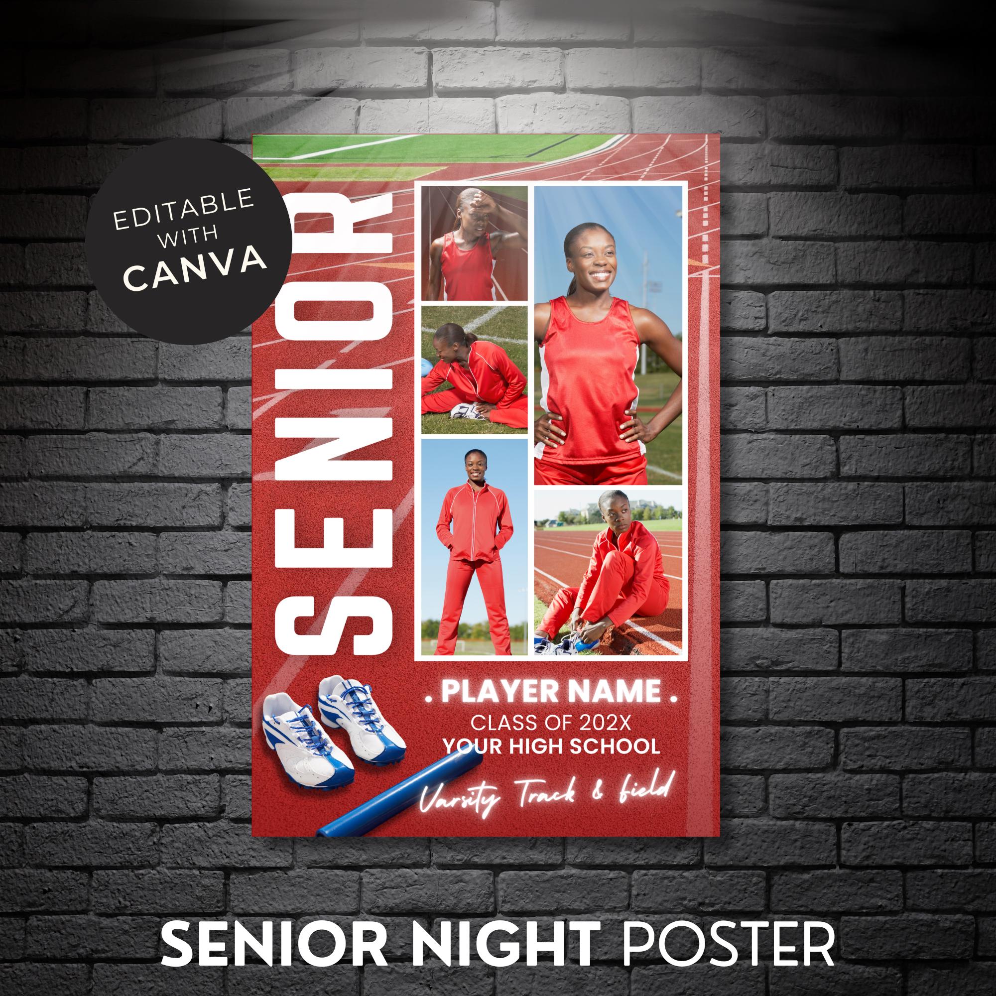 Track and Field Senior Night Poster Template, Photo Collage (24X36 ...