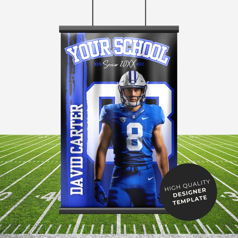 Football Banner Template or Any Sports Blue Backdrop Senior Sports ...