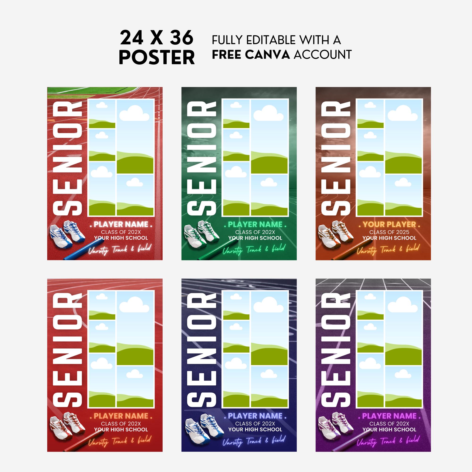 Track and Field Senior Night Poster Template, Photo Collage (24X36 ...