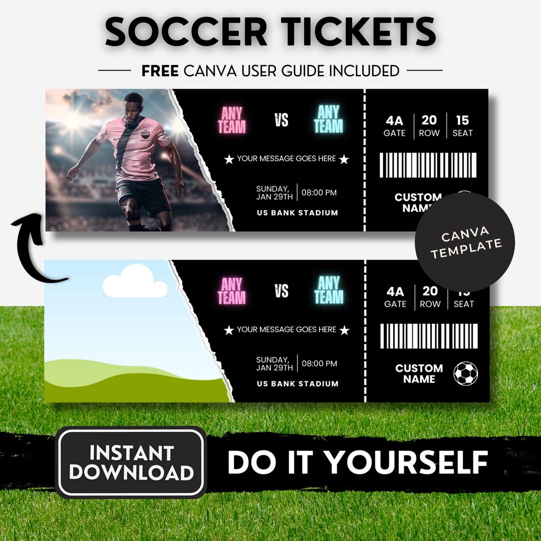 Soccer Ticket Template DIY Gift Surprise Ticket for Any Soccer Team ...
