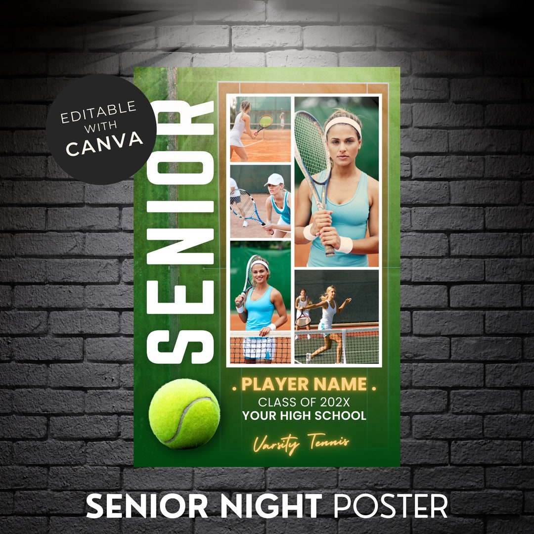 Tennis Senior Poster Template Photo Collage Tennis Player Gifts Tennis ...