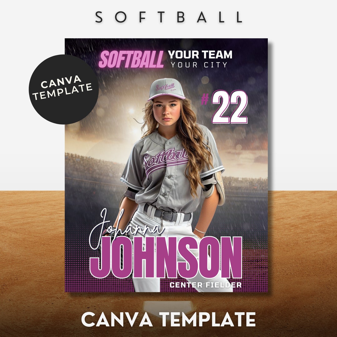 Softball Banner Canva Template Softball Senior Sports Banner Softball ...