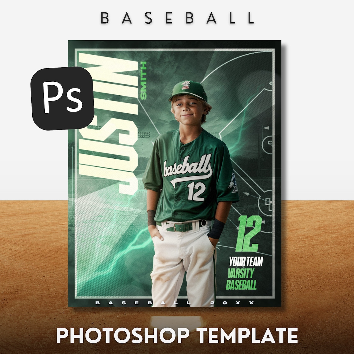 Photoshop Baseball Poster Template Fully Editable Baseball Poster Easy ...
