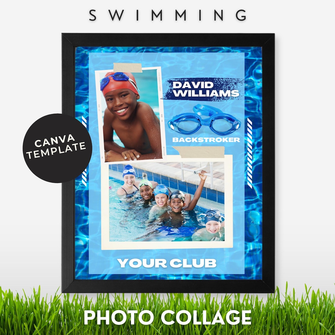 Editable Swimming Photo Collage Template Senior Night Gift Athlete ...