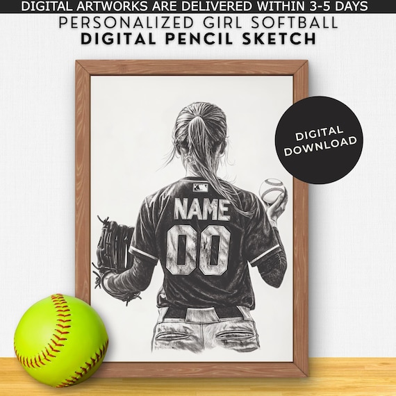 Softball Player Drawing