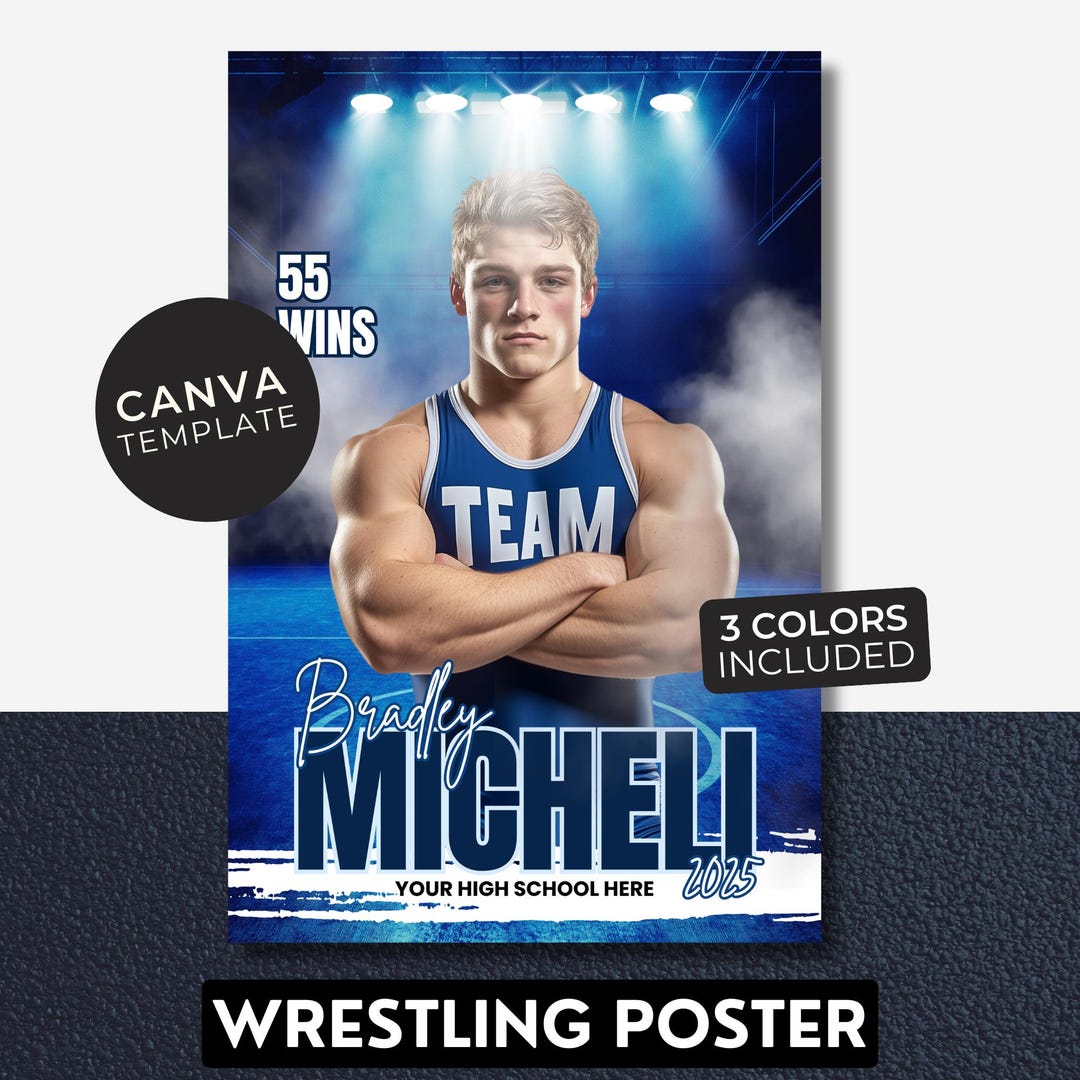 Wrestling Poster Editable Canva Template, Wrestling Digital Backdrop ...
