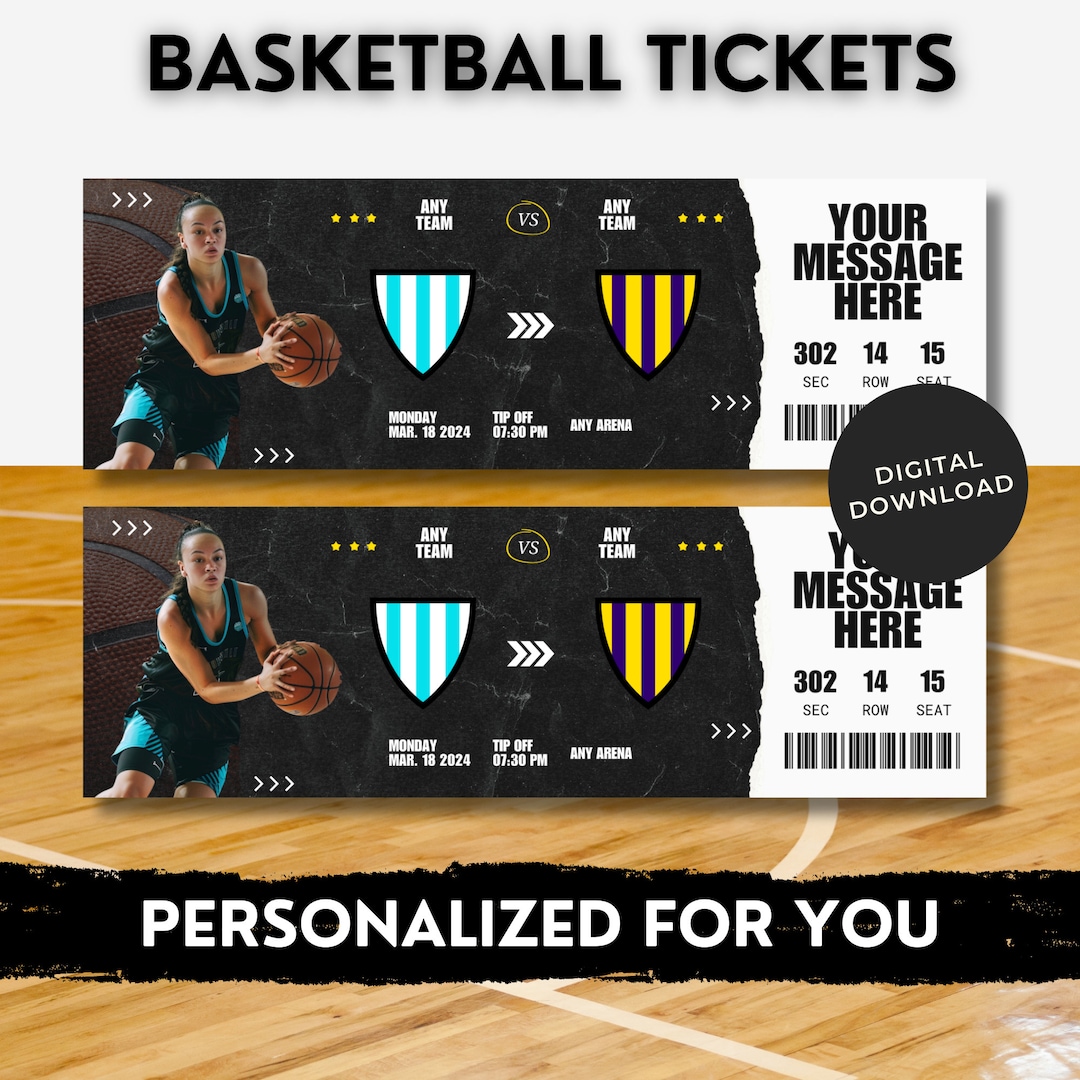 Women Basketball Ticket WNBA Custom Ticket for ANY TEAMS Mock ...