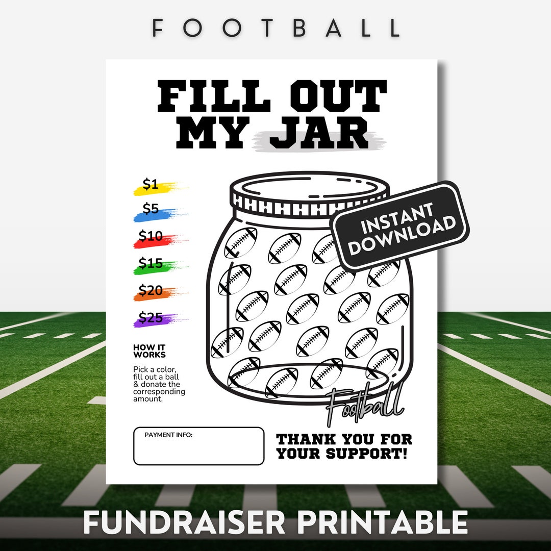 Football Fundraiser "fill Out My Jar" Flyer Football Sponsor My Season ...