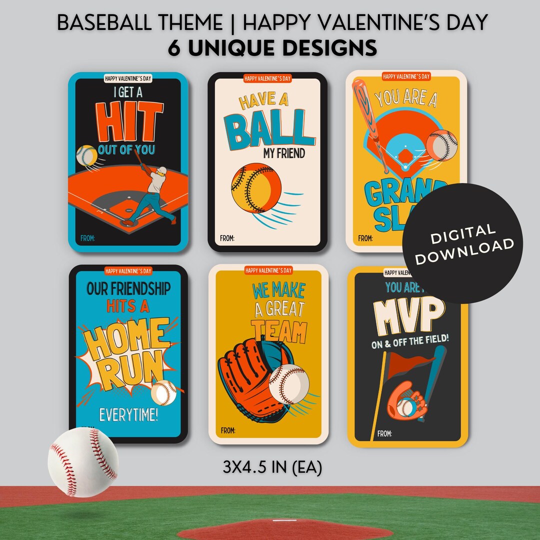 Baseball Valentine Cards Classroom Exchange DIY Instant Download ...