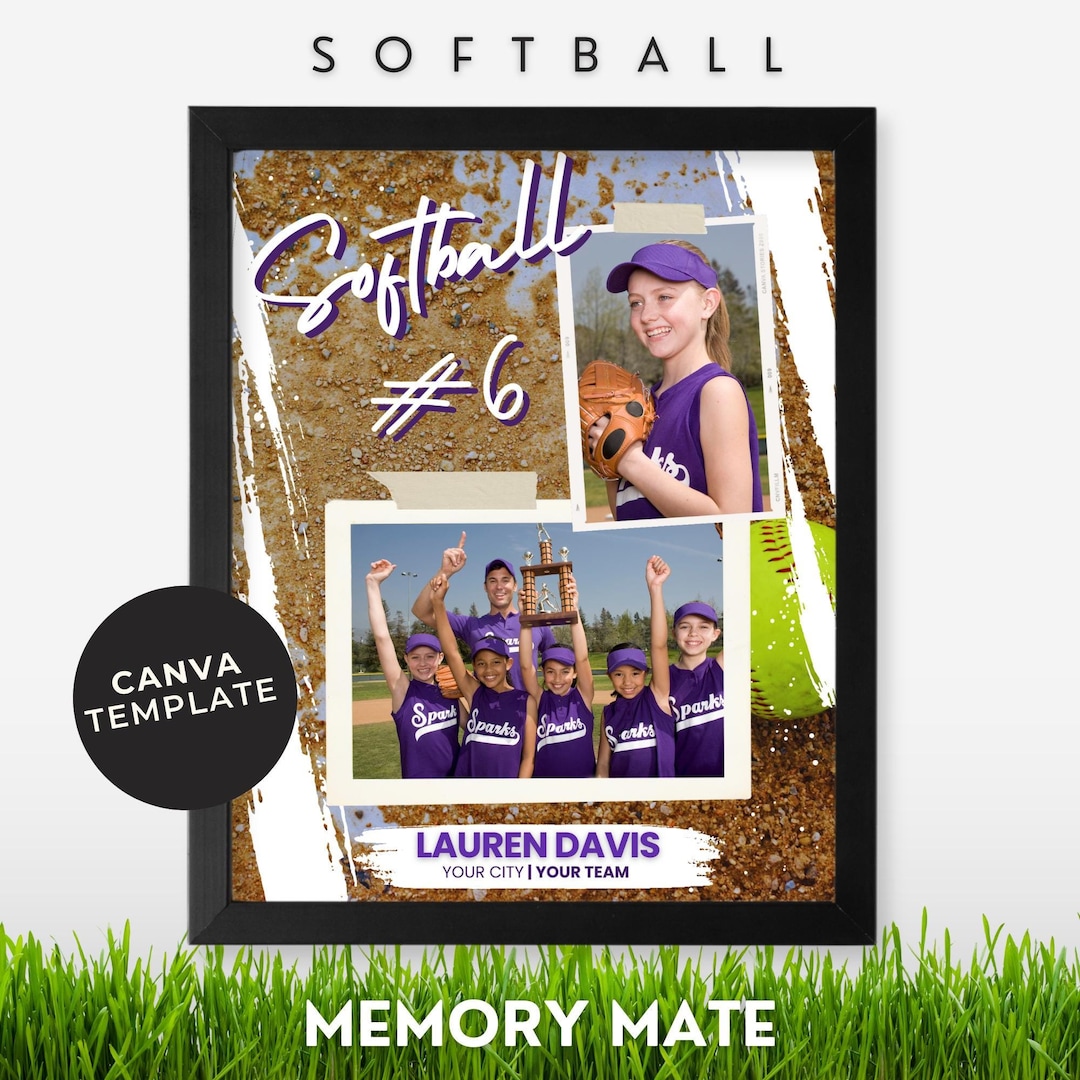 Softball Team Photo Canva Template for Individual & Team Softball Photo ...