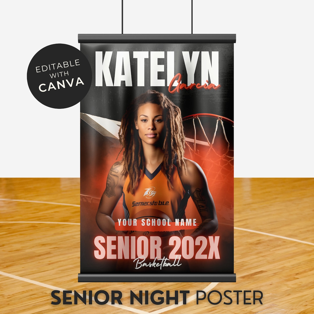 Basketball Senior Night Banner Canva Template Editable Poster Template ...