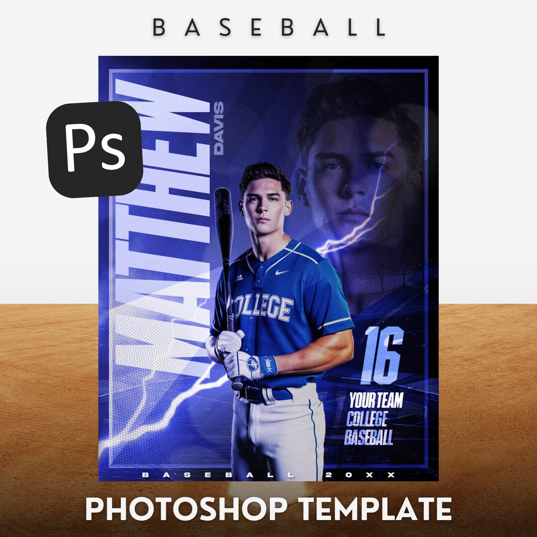 Photoshop Baseball Poster Template Sports Senior Banner & Poster ...