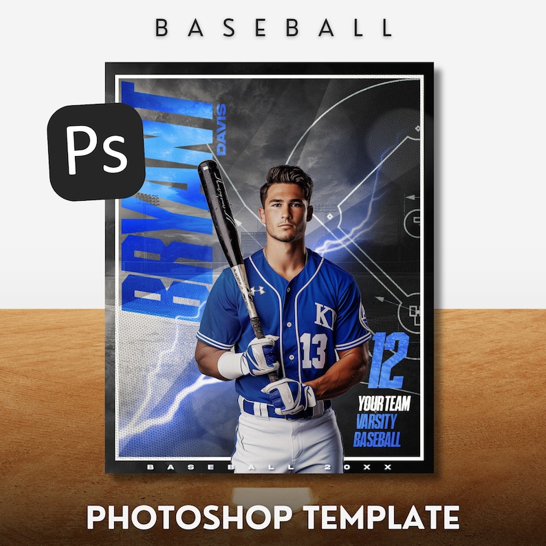 Photoshop Baseball Poster Template Fully Editable Baseball Poster Easy ...