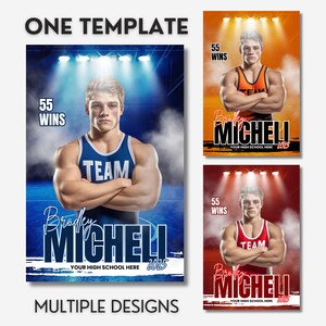 Wrestling Poster Editable Canva Template, Wrestling Digital Backdrop ...