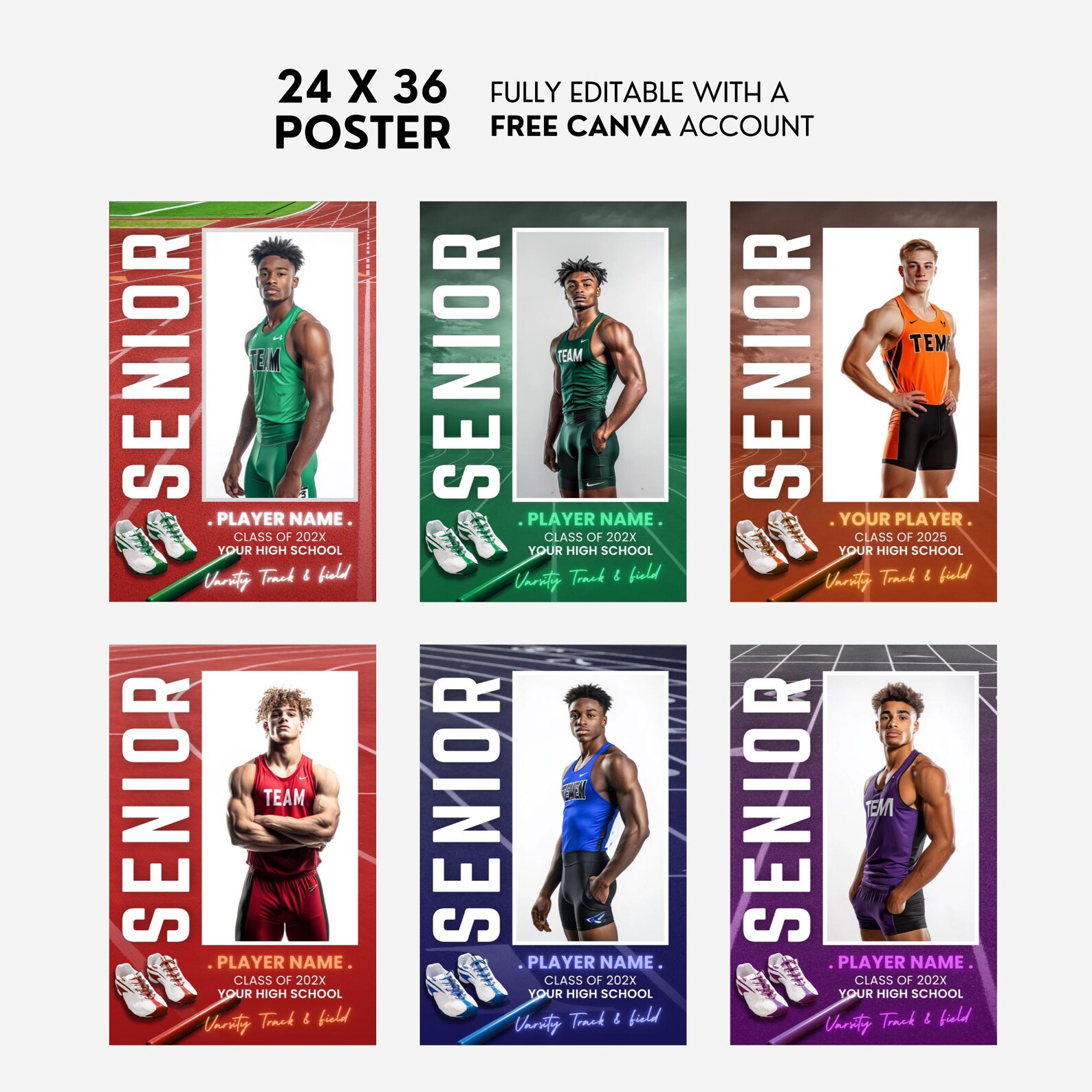 Track and Field Senior Night Poster, Custom Photo Collage (canva ...